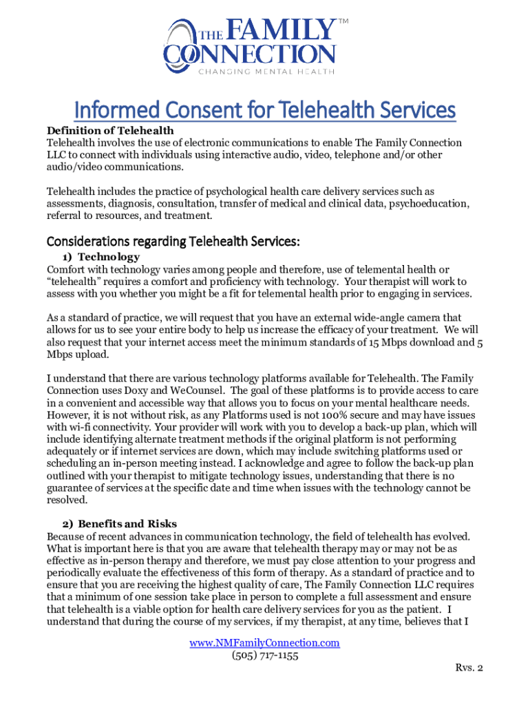 Fillable Online CTS - Informed Consent for Telehealth Treatment ...