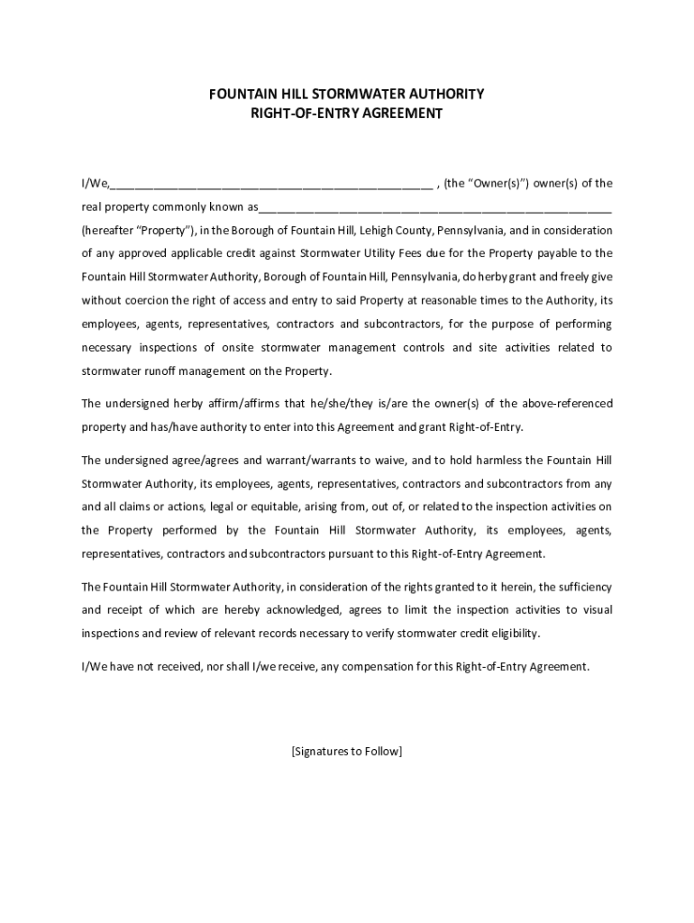 Fillable Online Right-of-Entry-Agreement Fax Email Print - pdfFiller