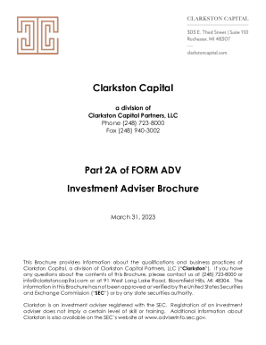 Fillable Online Clarkston Capital Part 2A of FORM ADV Investment Adviser Brochure Fax Email ...