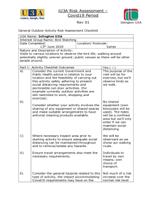 Fillable Online Updated Risk Assessments to minimise the ... Fax Email Print - pdfFiller