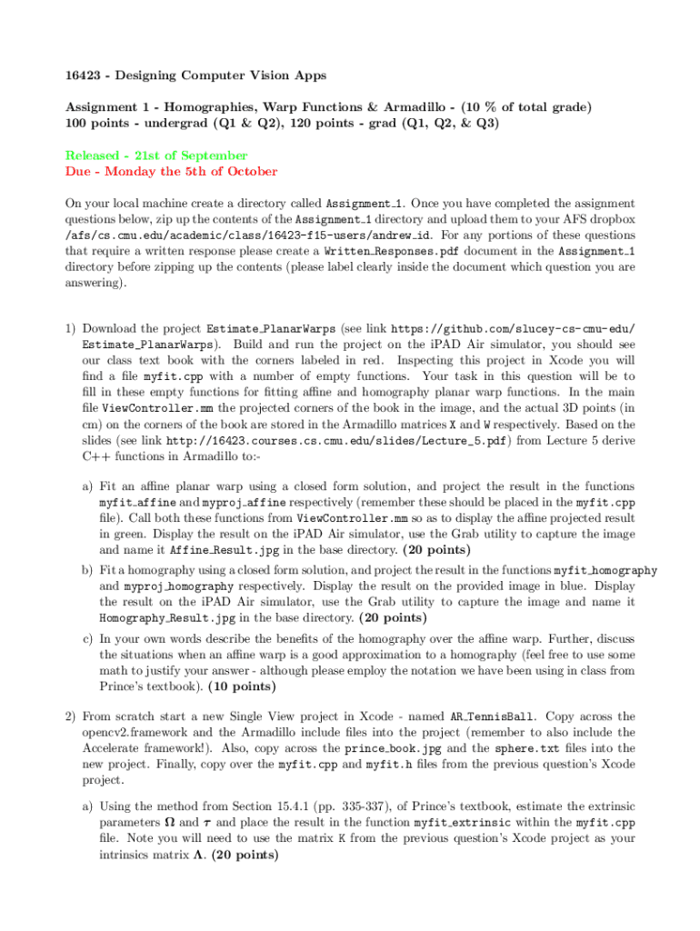 Fillable Online Basic concepts of the homography explained with code Fax Email Print - pdfFiller