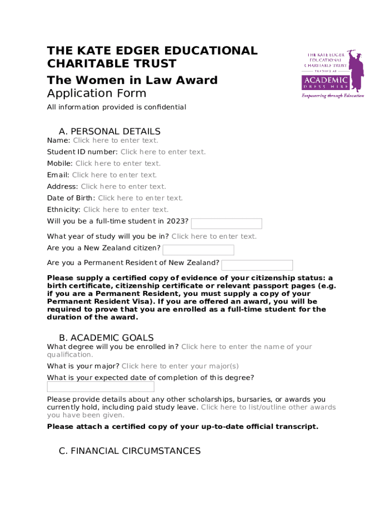 Kate Edger Educational Charitable Trust - Women in Law Award Doc ...