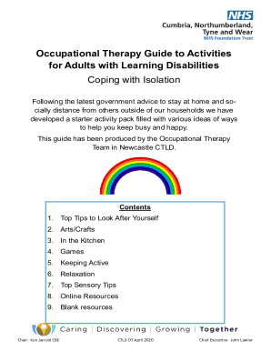 Fillable Online Occupational Therapy Guide to Activities for Adults ...