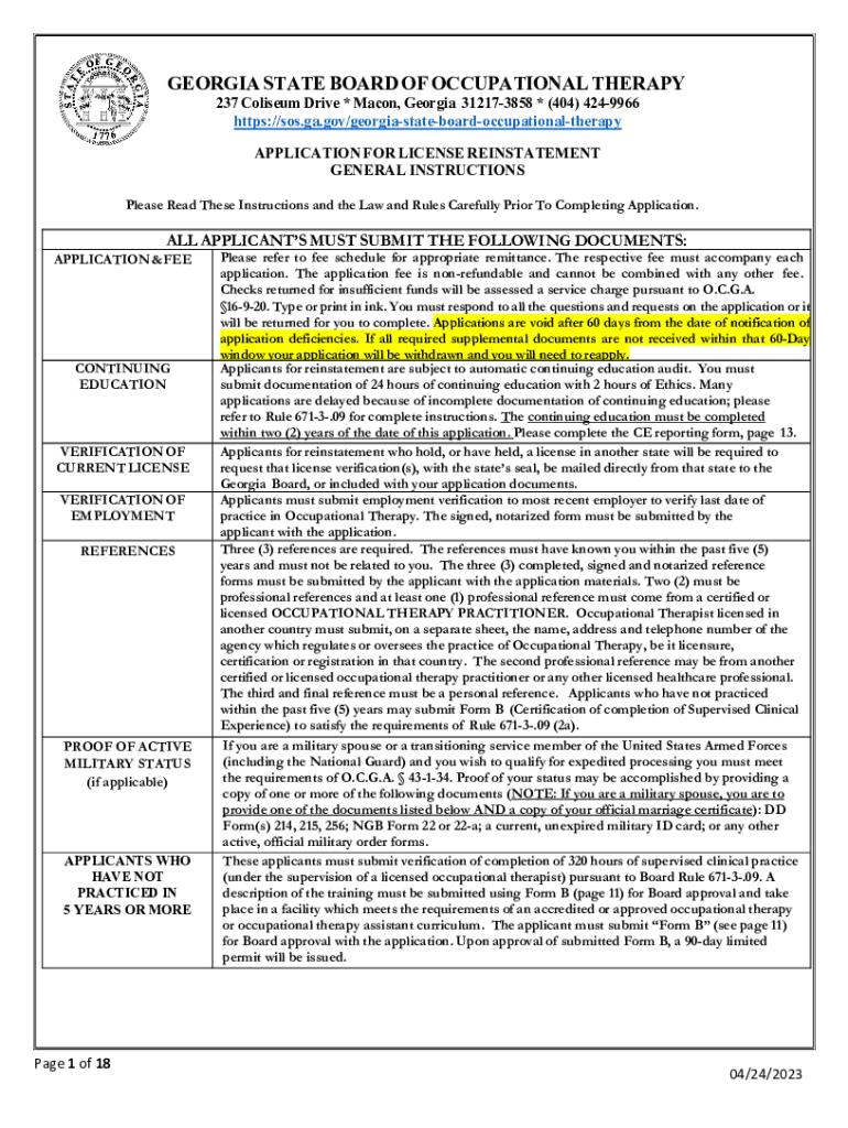 Fillable Online sos ga How to Guide: Occupational Therapist Fax Email ...