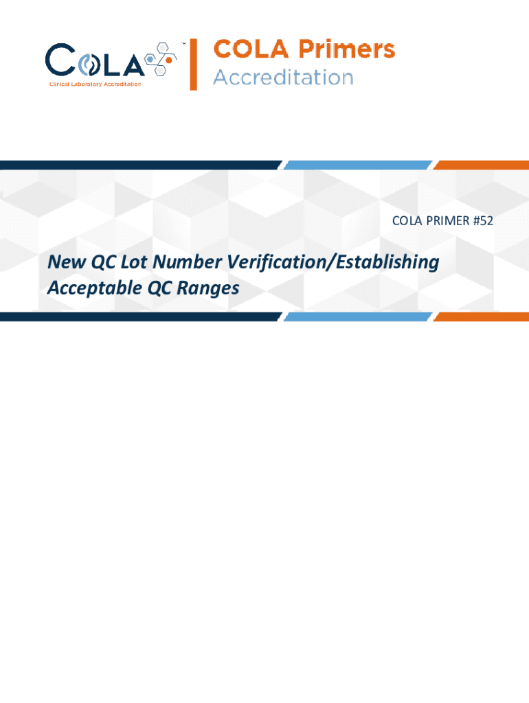 Fillable Online New QC Lot Number Verification/Establishing Acceptable ...