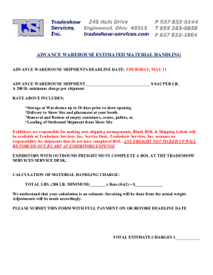 Fillable Online Material Handling/Drayage Order Form Fax Email Print ...