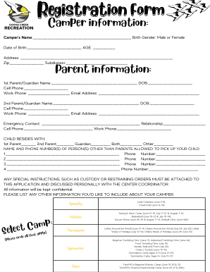 Fillable Online Summer CampALL CAMPS REGISTRATION FORM.pdf Fax Email Print - pdfFiller
