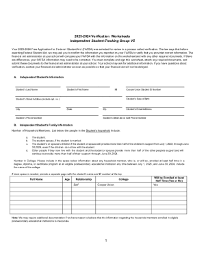 Fillable Online 2023-2024 Verification Worksheets Fax Email Print ...