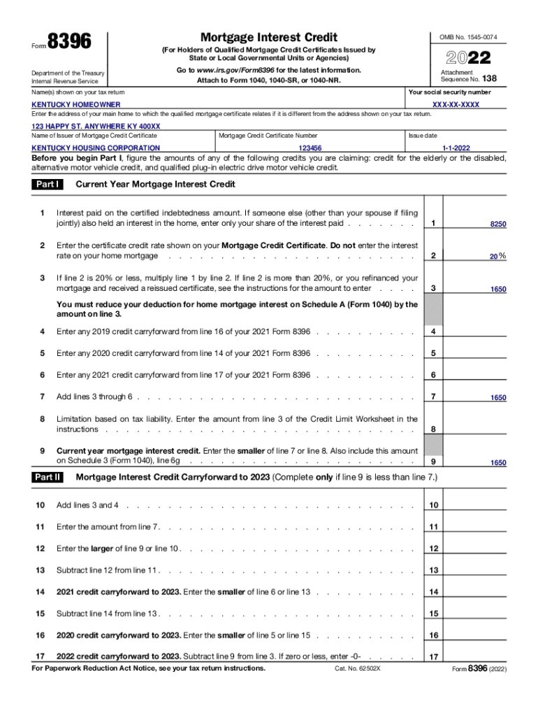 Fillable Online Form 8396 with Tax Credit Fax Email Print - pdfFiller