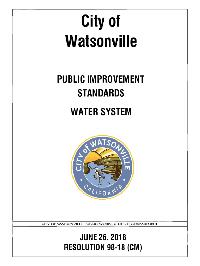 Fillable Online Public improvement standards water system Fax Email Print - pdfFiller