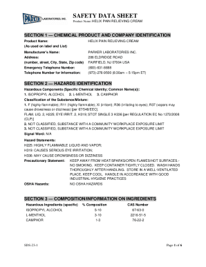 Fillable Online Label: HELIX- pain relieving cream cream Fax Email ...