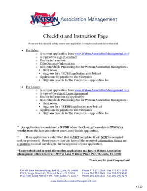 Fillable Online Checklist and Instruction Page Fax Email Print - pdfFiller