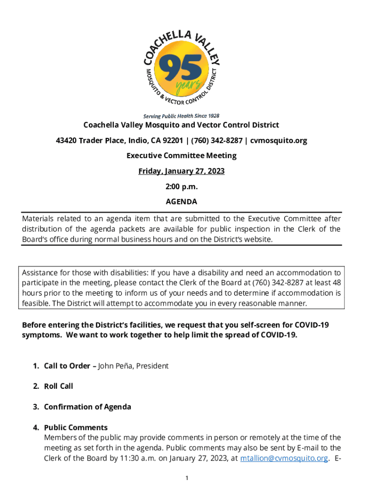Fillable Online COACHELLA VALLEY MOSQUITO ABATEMENT DISTRICT Fax Email ...