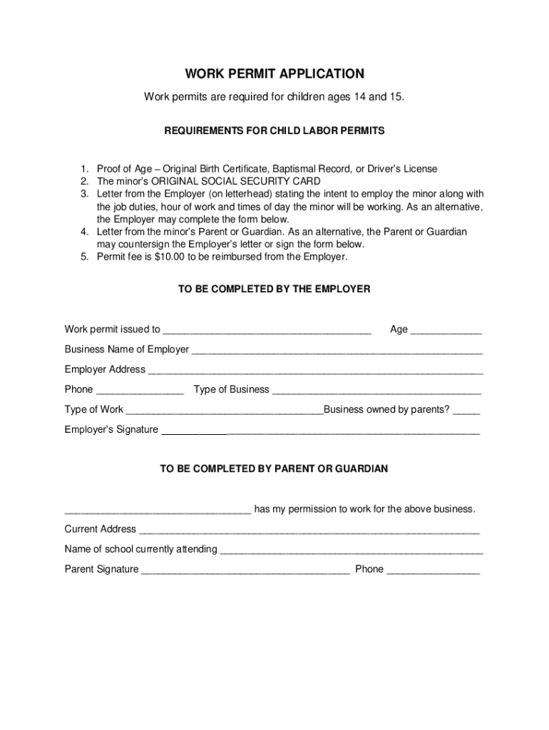 Fillable Online Work Permits & Age Certificates - Regional Office of ...