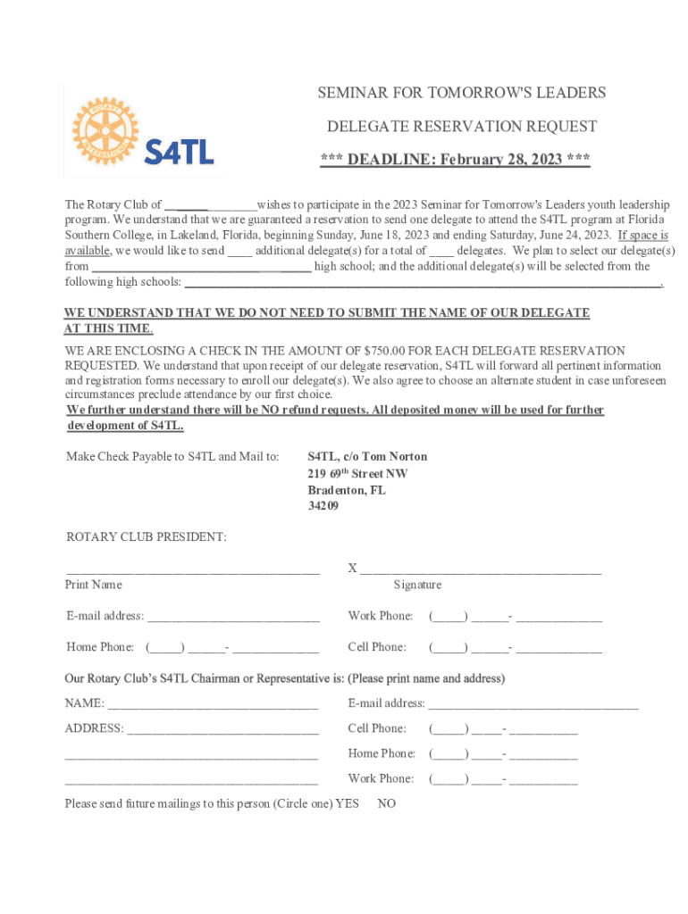 Fillable Online Delegate Reservation Request Form.pdf Fax Email Print ...