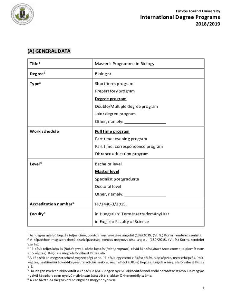 Fillable Online Etvs Lornd University Fax Email Print - pdfFiller