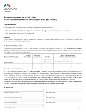 Fillable Online Request for redemption of units form Mackenzie ...