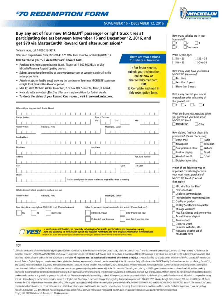 Fillable Online $70 REDEMPTION FORM Fax Email Print - pdfFiller