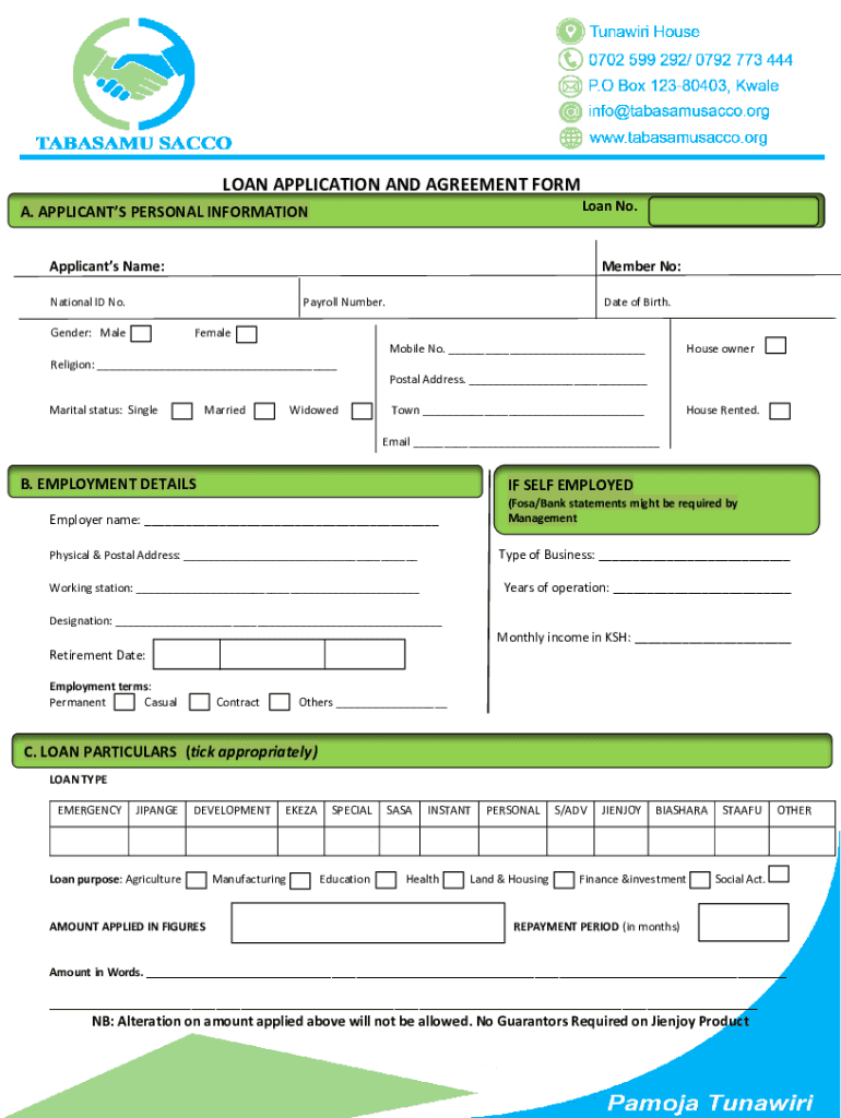 Fillable Online SUBJECT: LOAN APPLICATION PACKAGE Fax Email Print ...