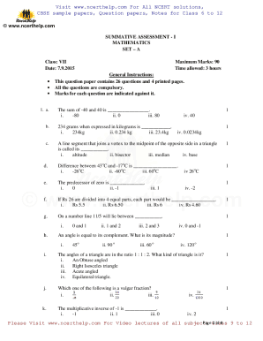 Fillable Online CBSE Sample papers For Class 7 Download in pdf Fax ...