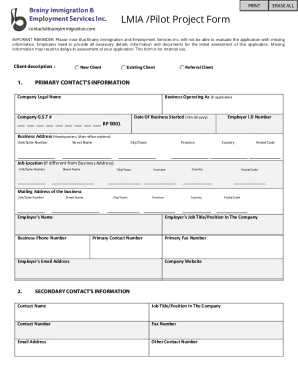 Fillable Online LMIA /Pilot Project Form Fax Email Print - pdfFiller