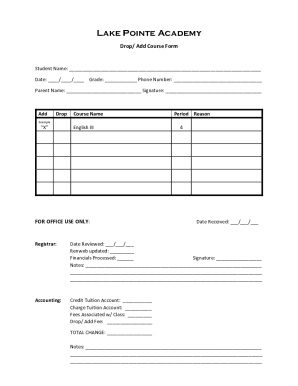 Fillable Online Drop/ Add Course Form Fax Email Print - pdfFiller