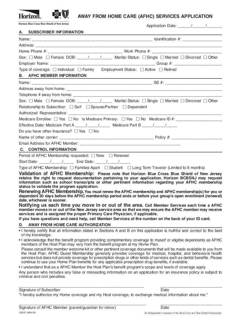 Fillable Online How do I enroll in the Away From Home Care Program? Fax ...