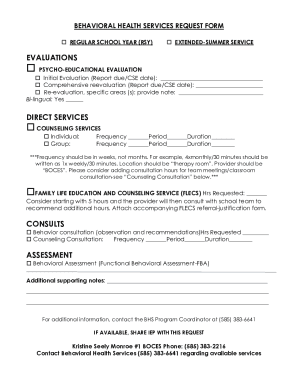 Fillable Online Behavioral Health Services Request Form Fax Email Print ...