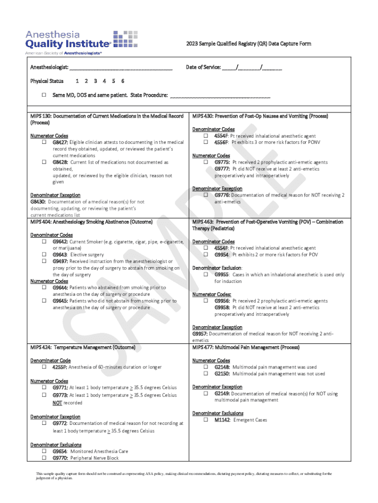 Fillable Online 2021 Sample Qualified Registry (QR) Data Capture Form ...