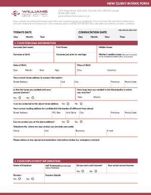 Fillable Online New Client Intake Form for your Family Practice Law ...