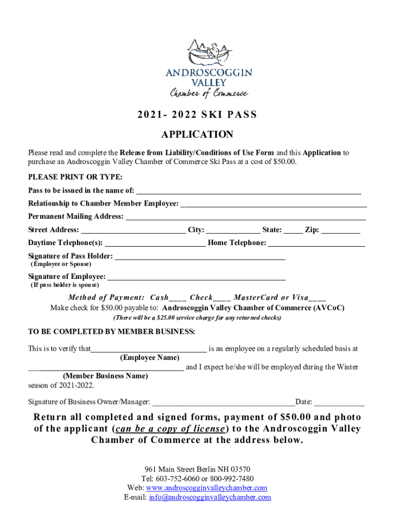 Fillable Online Season Pass Application and Release of Liability Fax ...