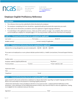 Fillable Online Employer English Proficiency Reference Fax Email Print ...
