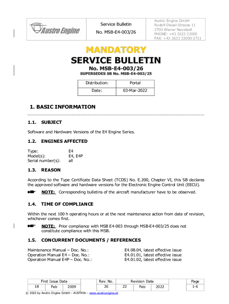 Fillable Online Austro Engine Service Bulletins - Fill Online ...