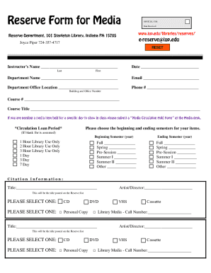 Fillable Online RESERVE FORM Fax Email Print - pdfFiller