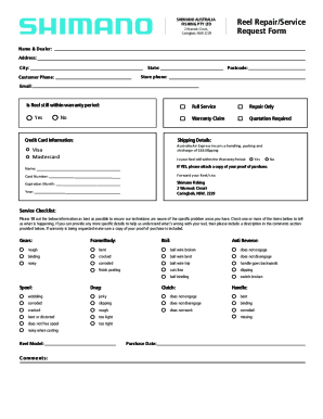 Fillable Online Reel Repair/Service Request Form Fax Email Print ...