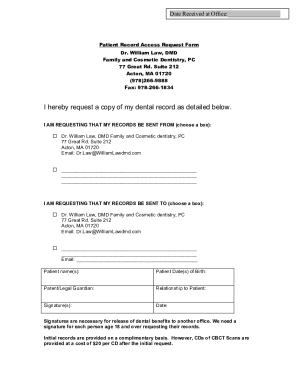 Fillable Online Patient Record Access Request Form - NEW FORM Fax Email ...