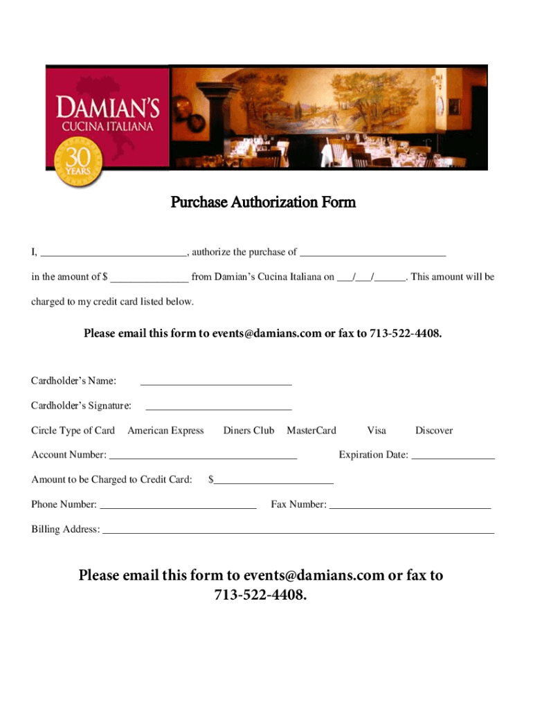Fillable Online Purchase Authorization Form Fax Email Print - pdfFiller