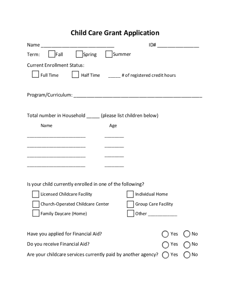Fillable Online FA04-Child-Care-Grant-Application- ... Fax Email Print ...