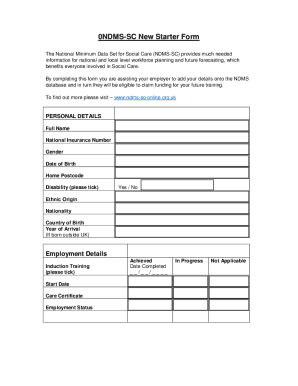 Fillable Online 13 NDMS-SC New Starter Form.doc Fax Email Print - pdfFiller