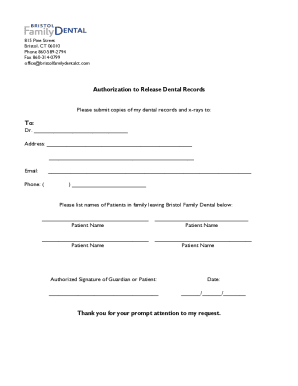 Fillable Online Authorization to release Dental Records.doc Fax Email ...