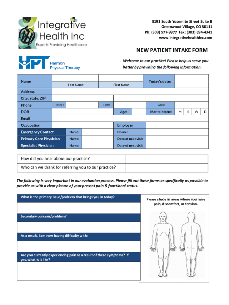 Fillable Online 07-17 HPT New Patient History Intake Form.docx Fax ...