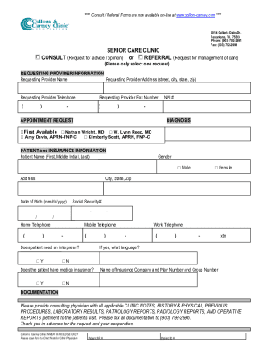 Fillable Online ENT Form - Collom Carney Clinic Fax Email Print Fax ...