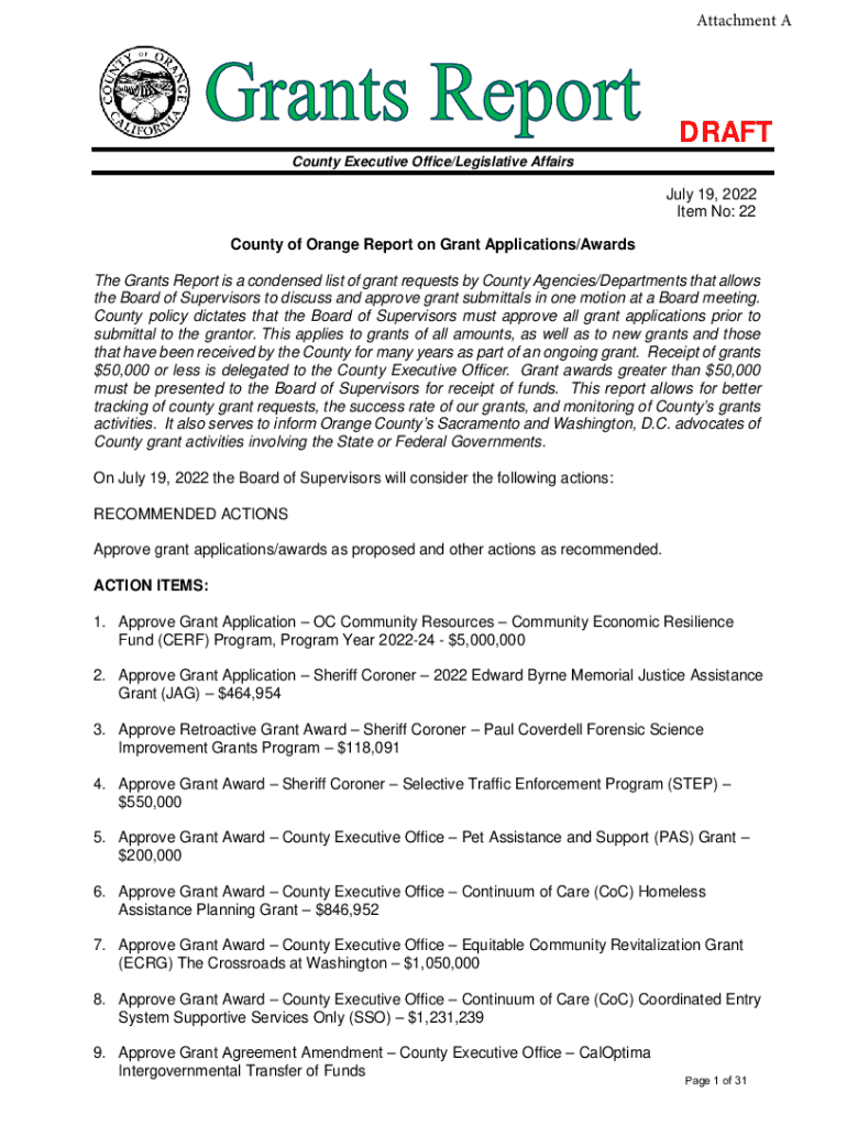 Fillable Online The Grants Report is a condensed list of grant requests ...