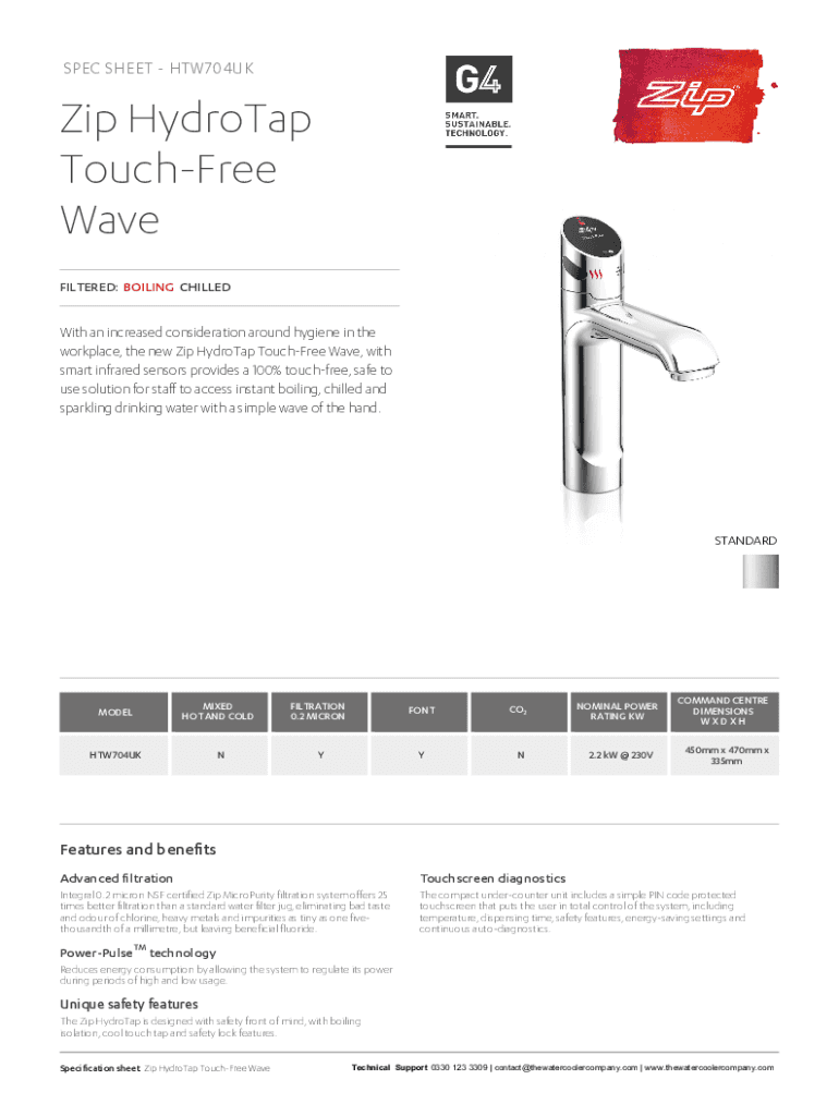 Fillable Online The NEW Zip HydroTap Touch Free Wave Fax Email Print ...