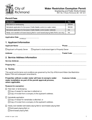 Fillable Online Water Restriction Exemption Permit Fax Email Print ...