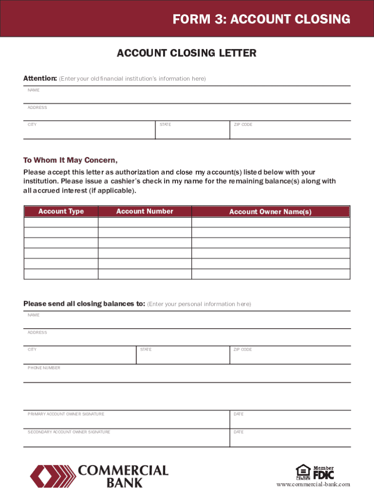 Fillable Online Authorization letter for closing bank account Fax Email ...