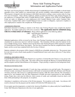 Fillable Online Nurse Aide Training Program Information and Application ...