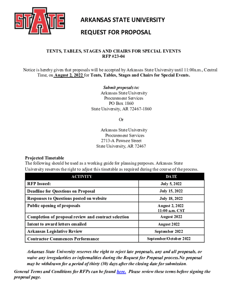 Fillable Online Request for Proposals Seating, Staging, Tents & Table ...