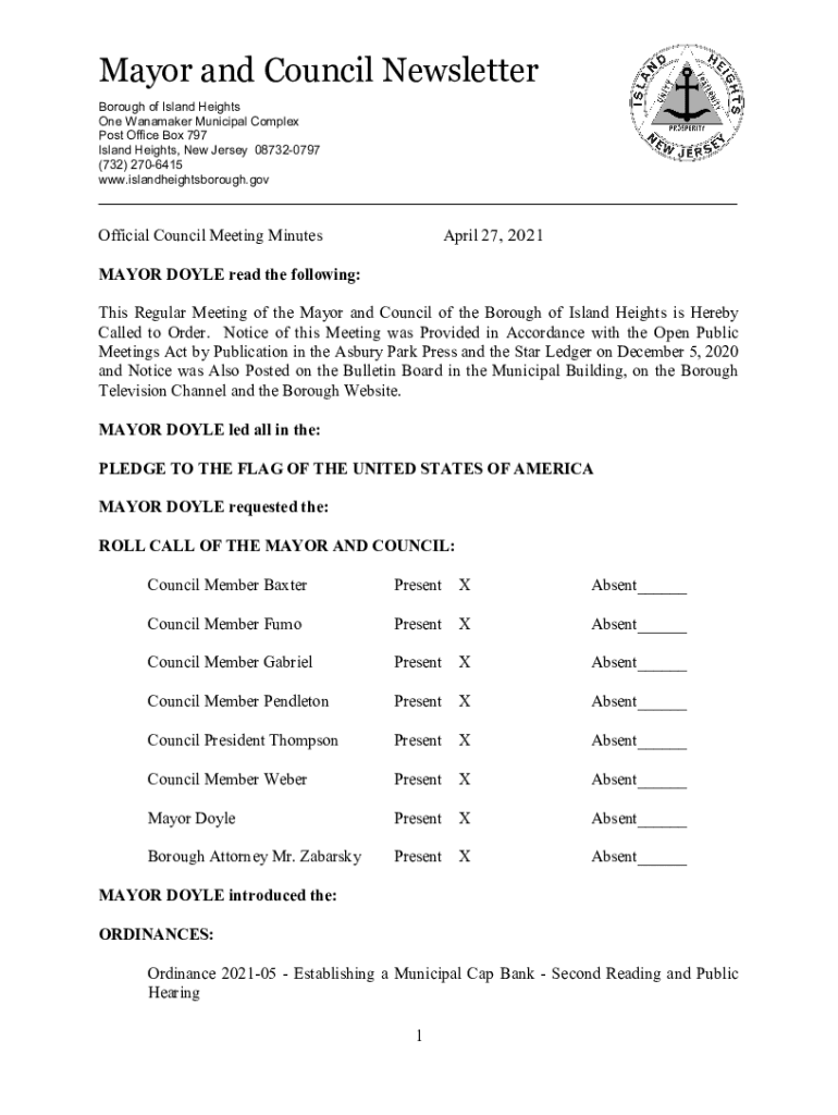 Fillable Online Mayor and Council Newsletter Fax Email Print - pdfFiller