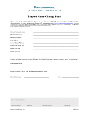 Fillable Online Student Change of Contact Information Form Fax Email ...
